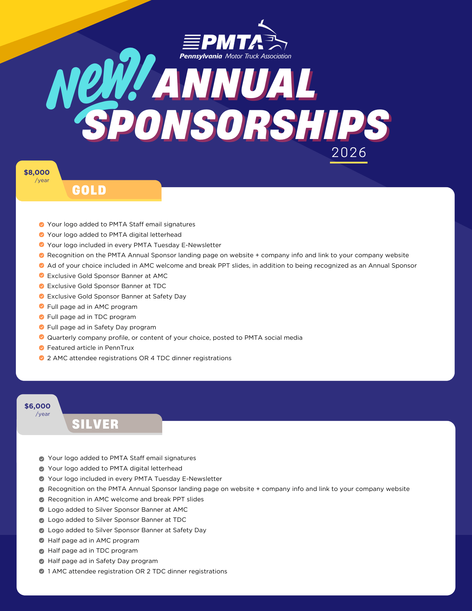 Annual Sponsorship Program - Pennsylvania Motor Truck Association | PMTA